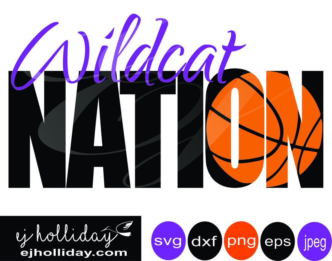 Wildcat Nation Basketball Knockout Svg Eps Dxf Png Digital Cutting ...