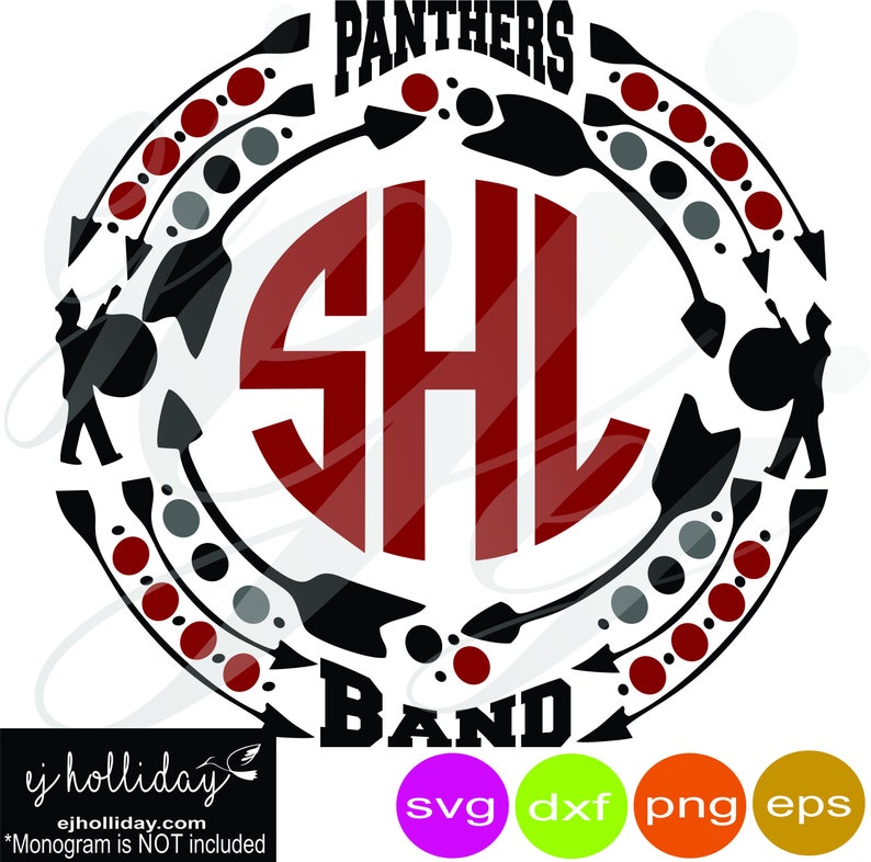 Panthers Band Monogram Frame Svg Eps Png Dxf Digital Cutting - Etsy