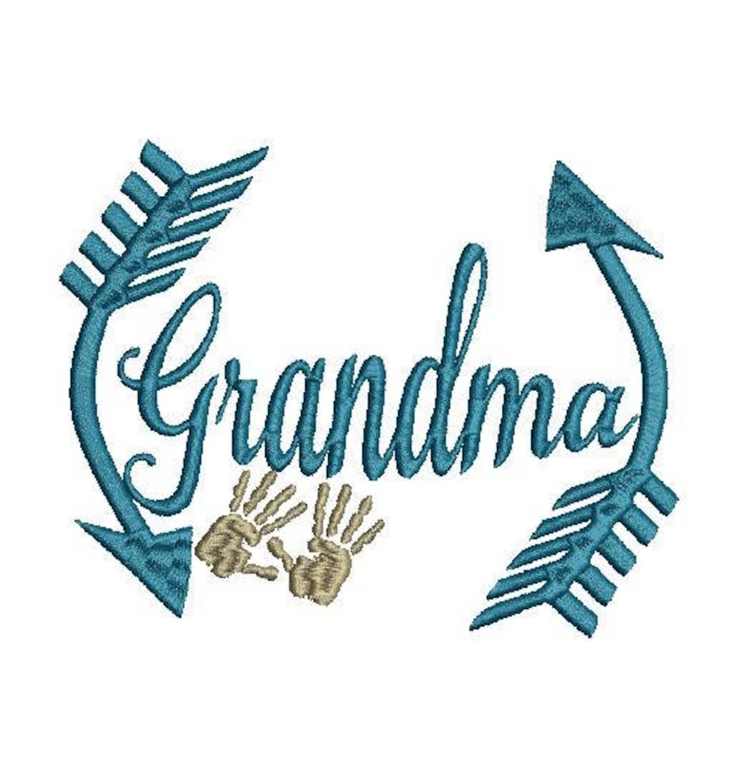 Grandma Monogram MEB 5X7 Machine Embroidery Digital Design Hands and ...