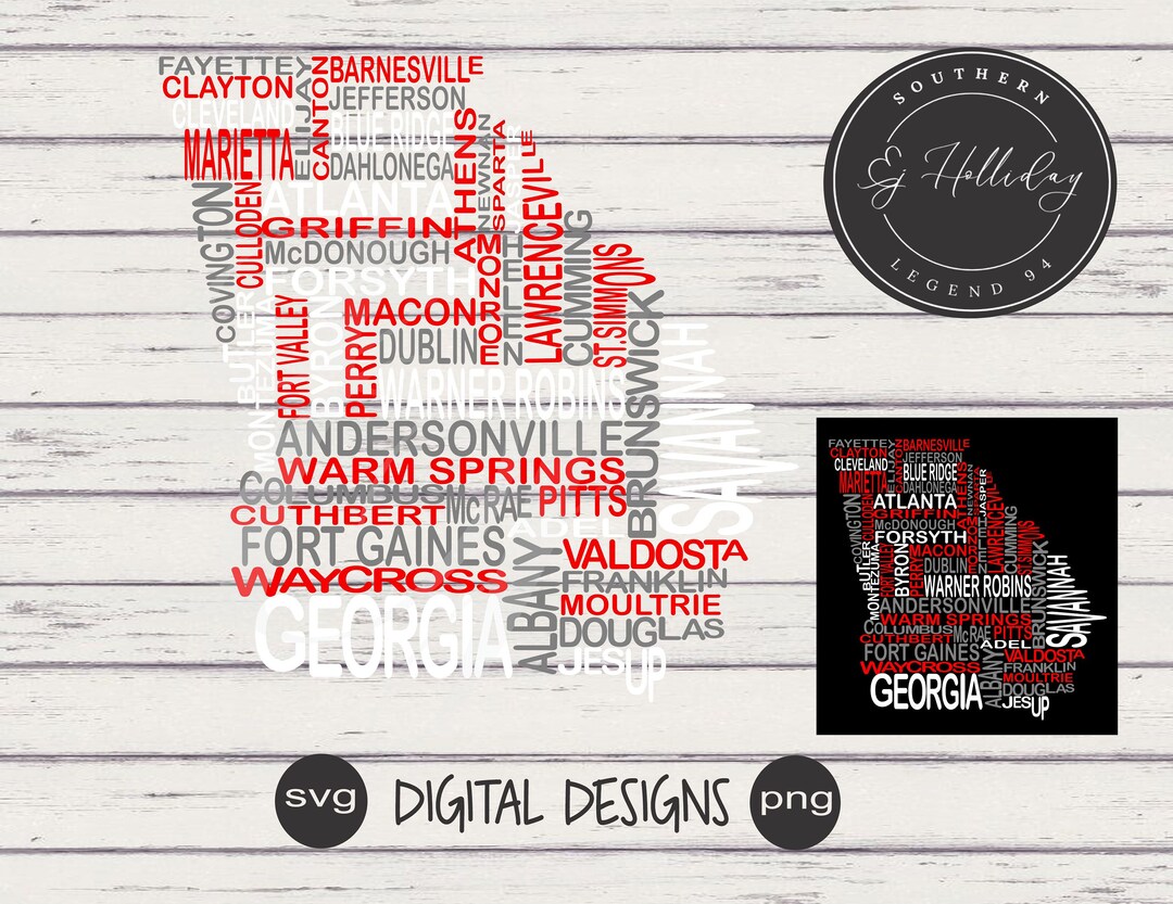 Georgia Cities Word Wall Svg Dxf Eps Png Digital Cutting Design ...