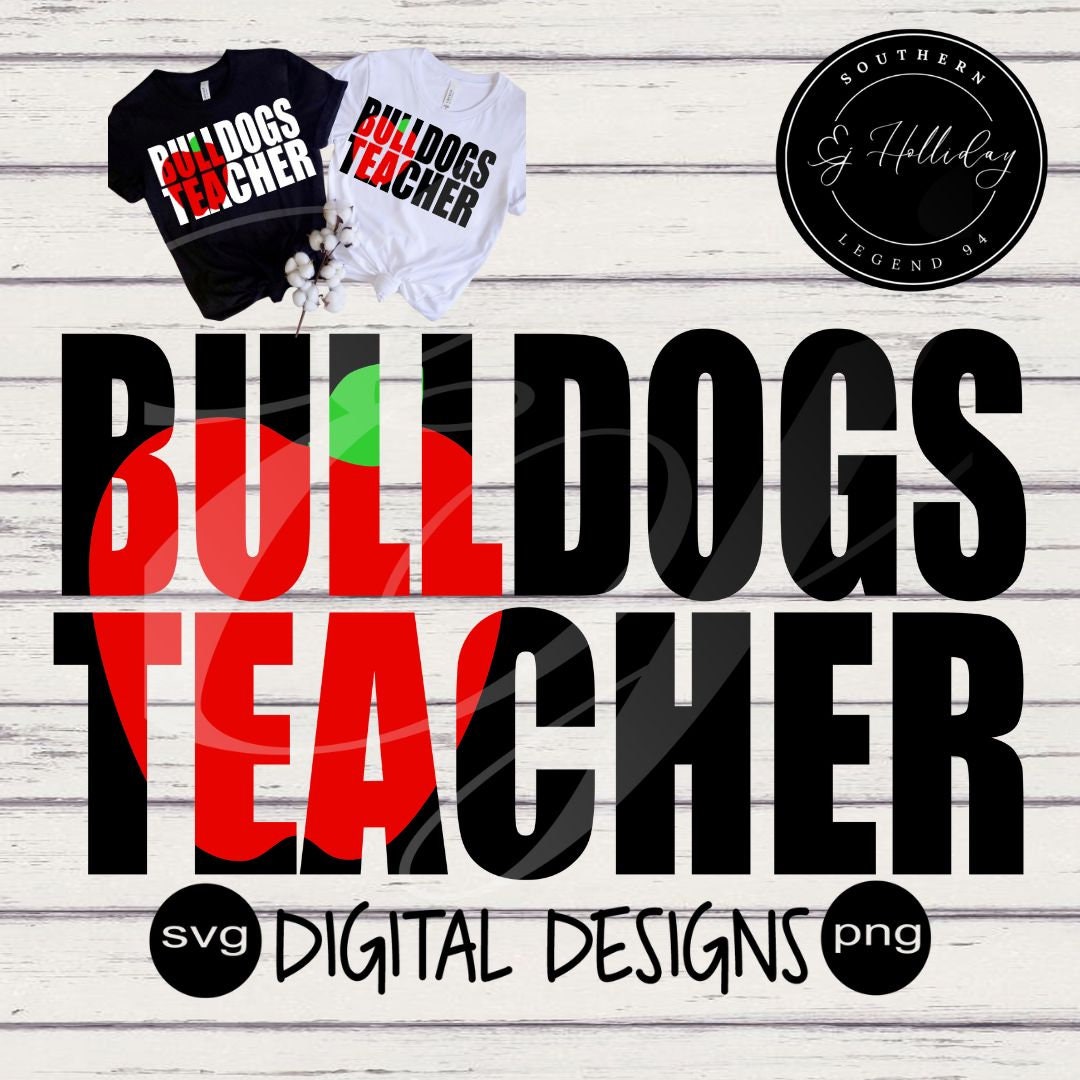 Bulldogs Teacher Knockout Svg Png- Digital Design Vector~ Graphic - Etsy