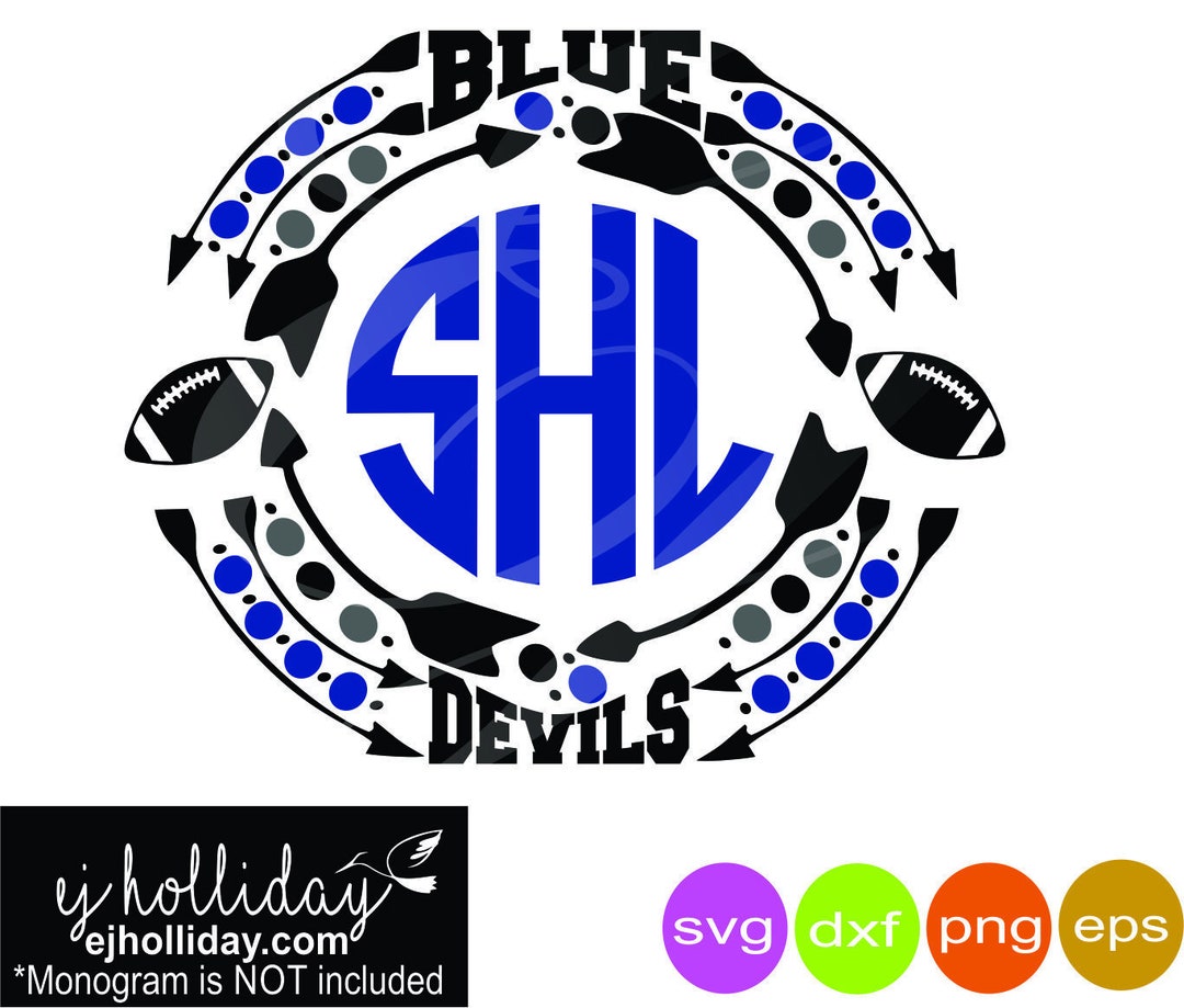 Blue Devils Football Monogram Dc Svg Dxf Eps Png Digital Cutting Design ...