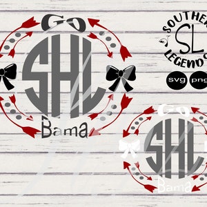 Go Bama Monogram Frame Svg Png Arrows Digital Cutting Design- Instant ...