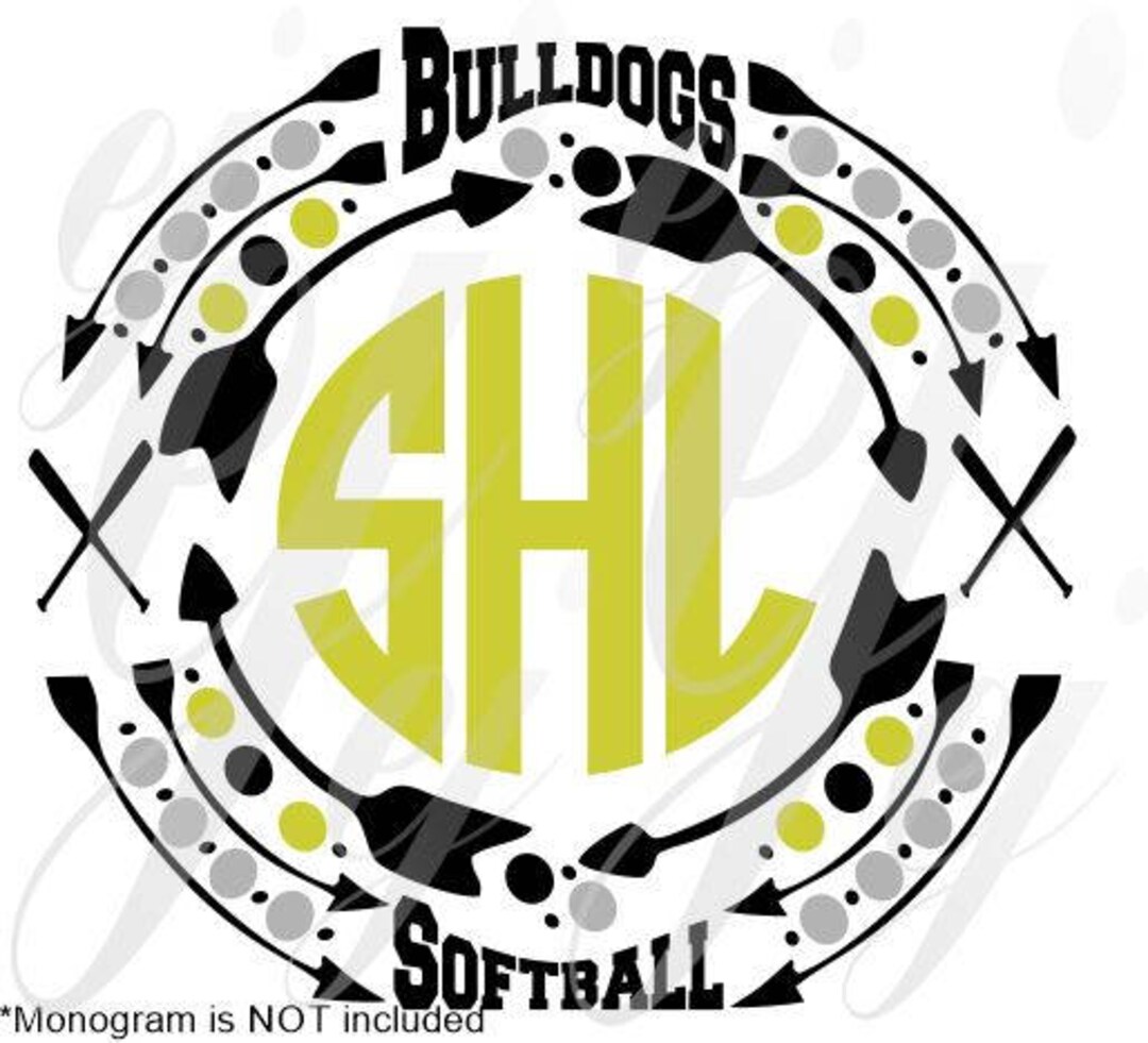 Bulldogs Softball Monogram Frame SVG EPS DXF Gif Pdf Jpg Png Digital ...