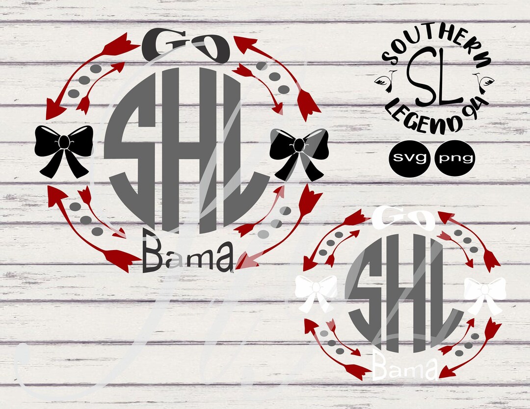 Go Bama Monogram Frame Svg Png Arrows Digital Cutting Design- Instant ...
