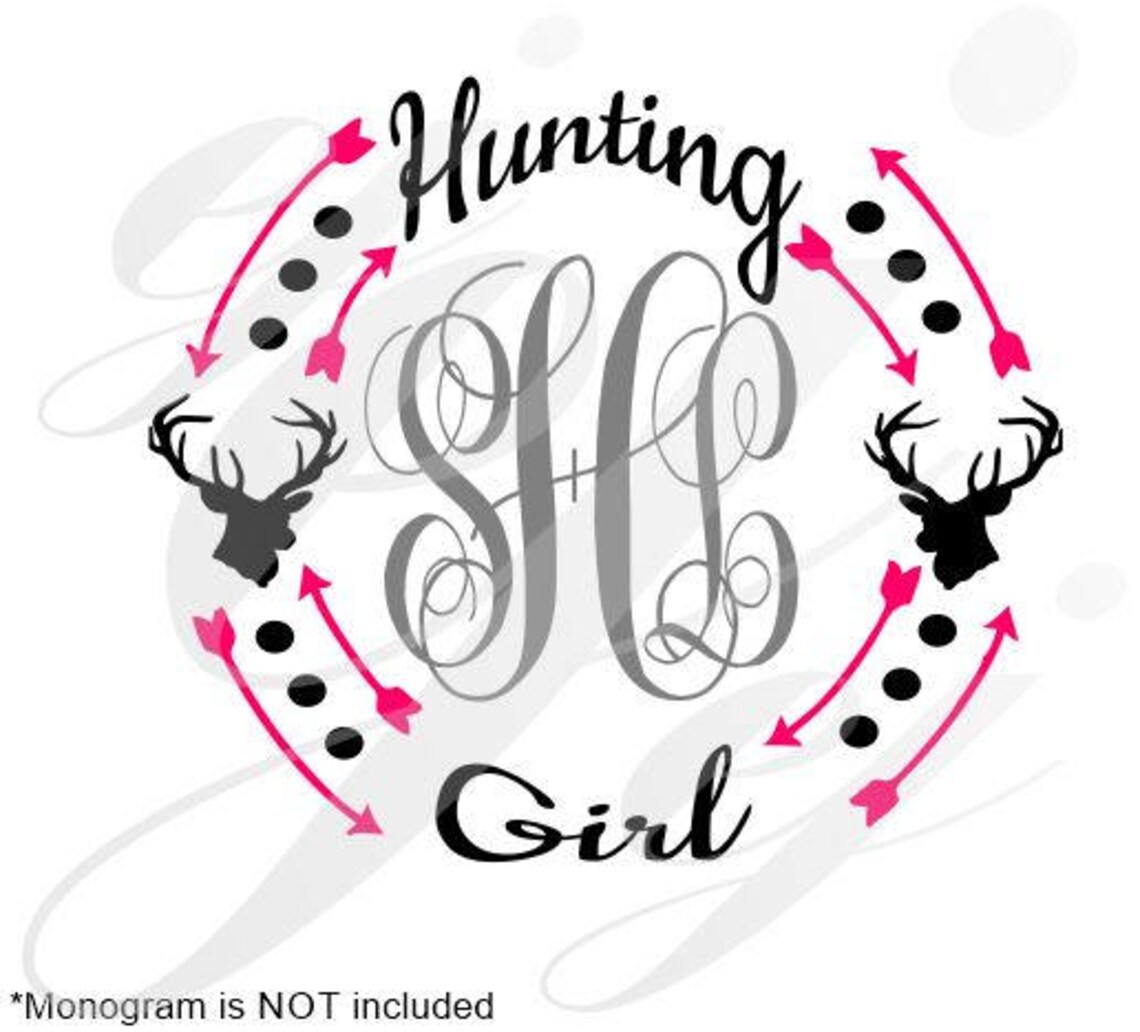 Hunting Girl Monogram Frame SVG EPS DXF Digital Cutting - Etsy