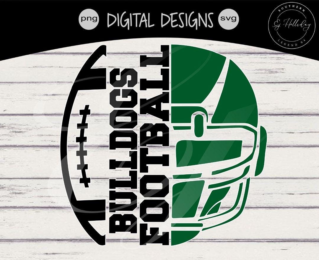 Bulldogs Football Helmet Split Design Favorite High School Team Mascot ...