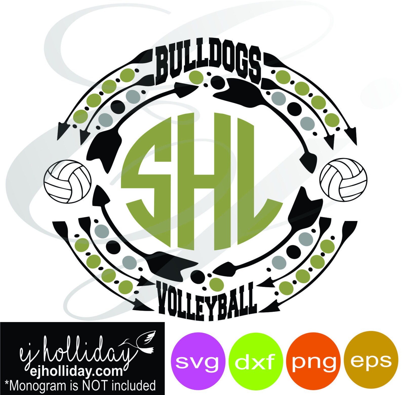 Bulldogs Volleyball sports monogram frame svg dxf eps png | Etsy