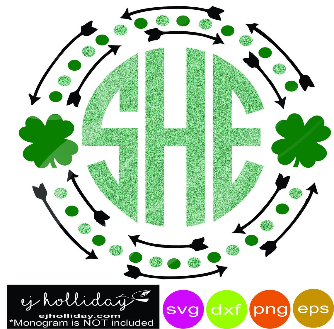 St. Patrick's Day Monogram Frame With Arrows Svg Dxf Eps Png Digital ...