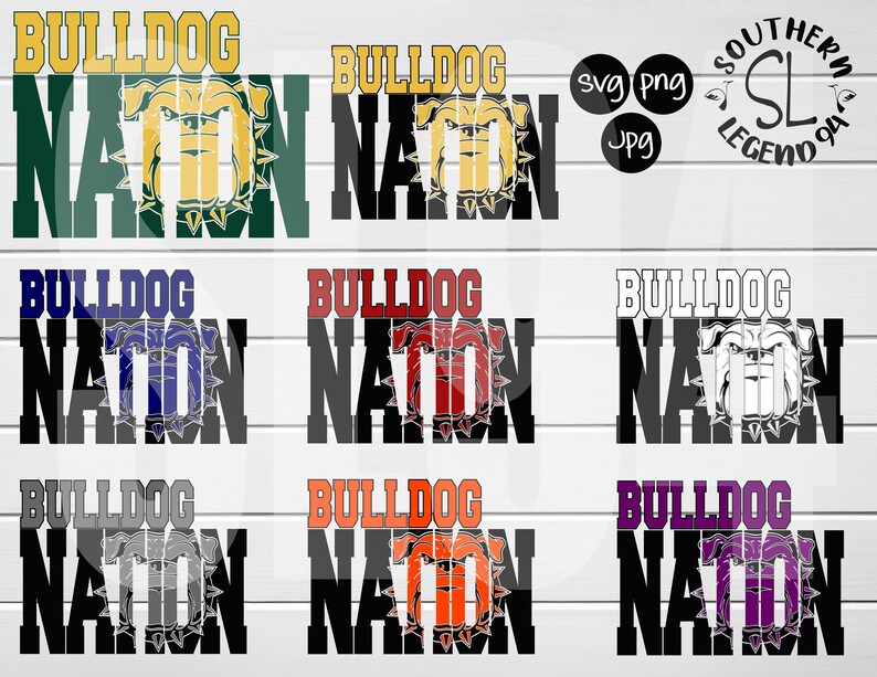 Bulldog Nation 8 Set Bundle Svg Dxf Png Digital Printing and - Etsy