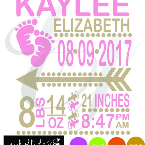 Baby Birth Announcement Bundle SVG DXF EPS Baby Stats | Etsy