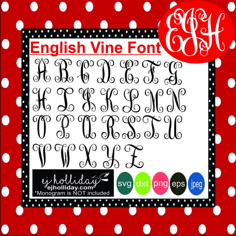 English Vine Font Svg Dxf Eps Png Jpg Jpeg Digital Cutting Design ...