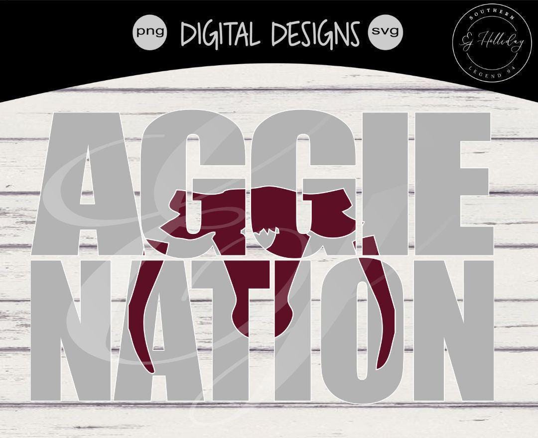 Aggie Nation Team Mascot Knockout Design High School Spirit Design Png ...