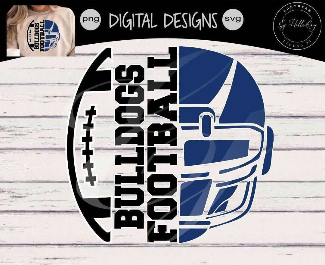 Bulldogs Football Helmet Split Design Favorite High School Team Mascot ...
