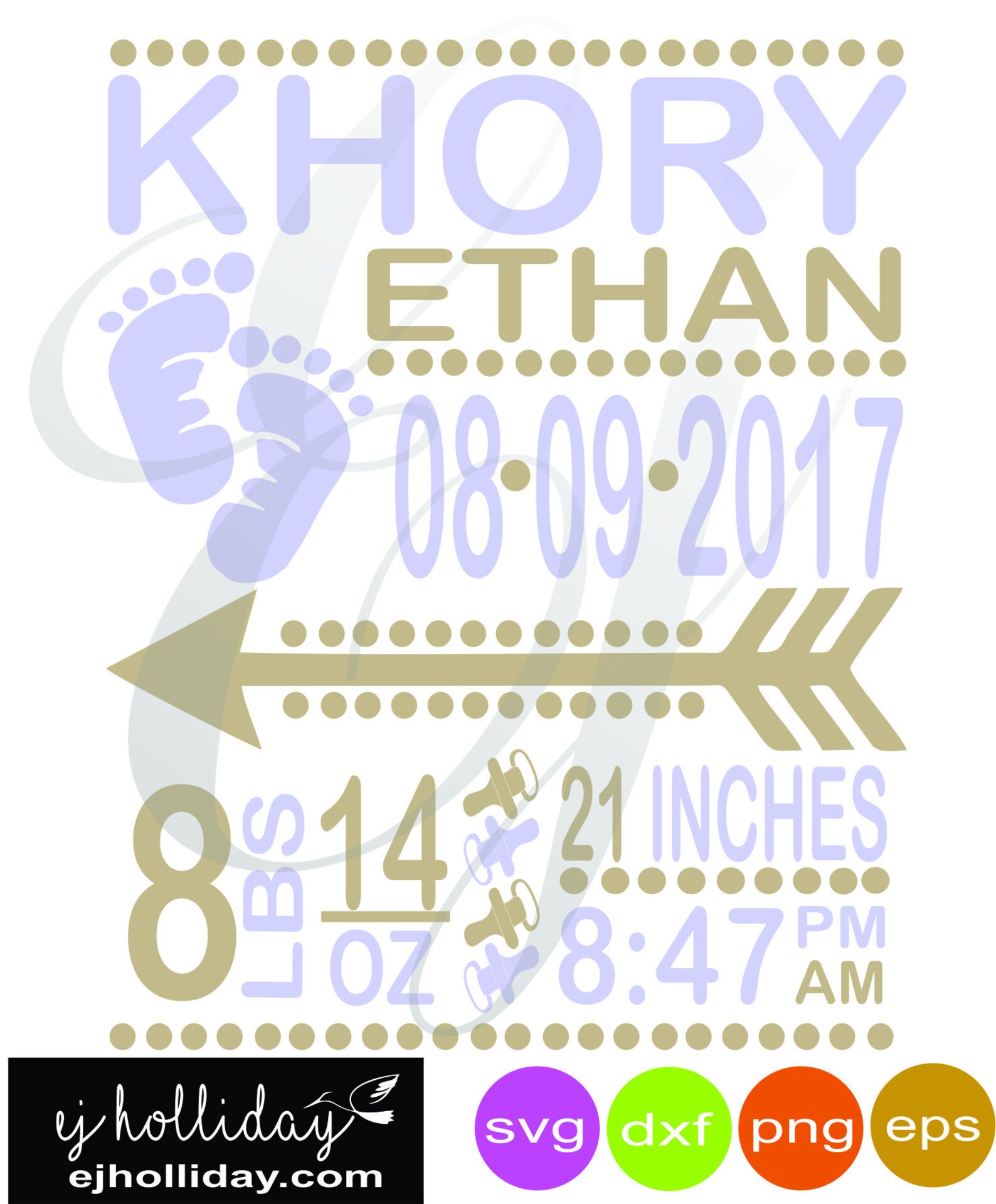 Baby Boy Birth Announcement Svg Dxf Eps Png Digital Cutting - Etsy