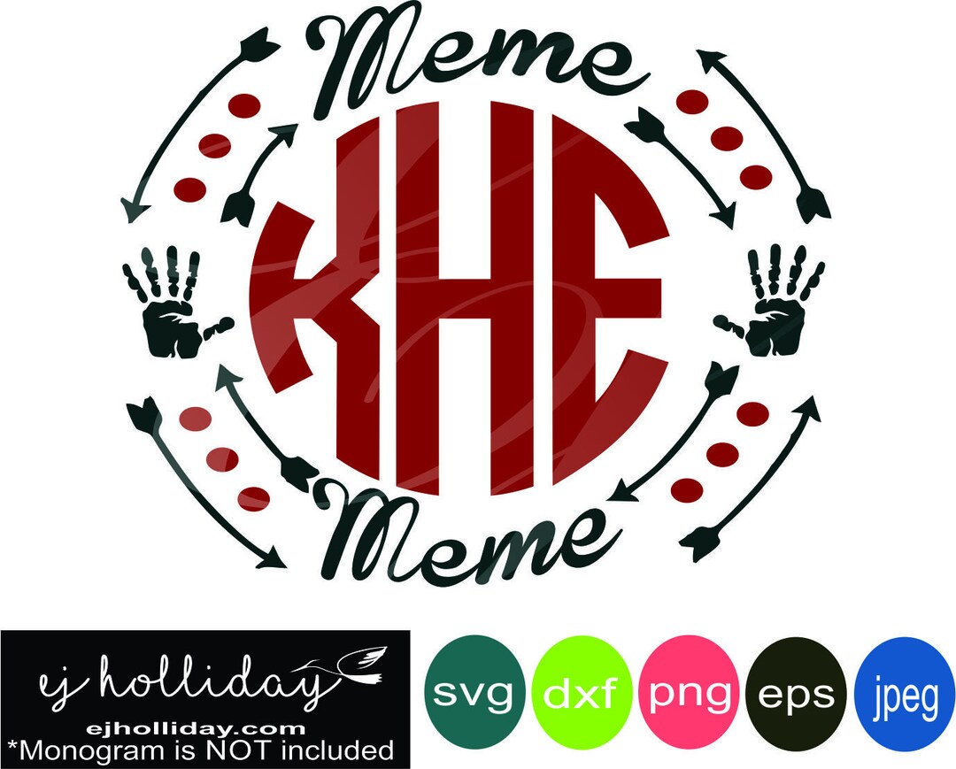 Meme Monogram Frame With Hands Arrows Polka Dots Svg Dxf Eps Png Jpeg ...