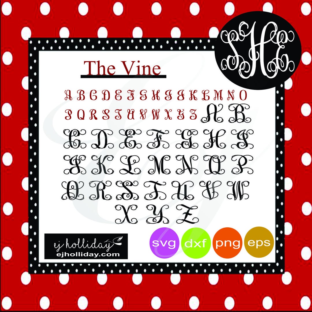 The Vine Alphabet Set Svg Dxf Eps Png Digital Cutting Design Vector ...