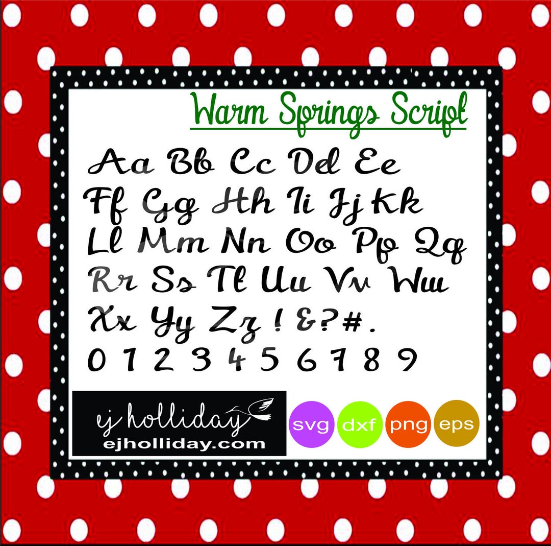 Warm Springs Script Svg Dxf Eps Png Digital Cutting File Alphabet Upper ...