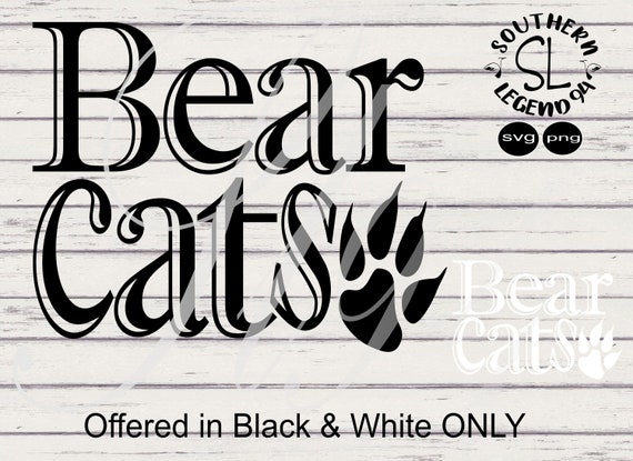 Bearcats With Paw Print SVG PNG Digital Design - Etsy