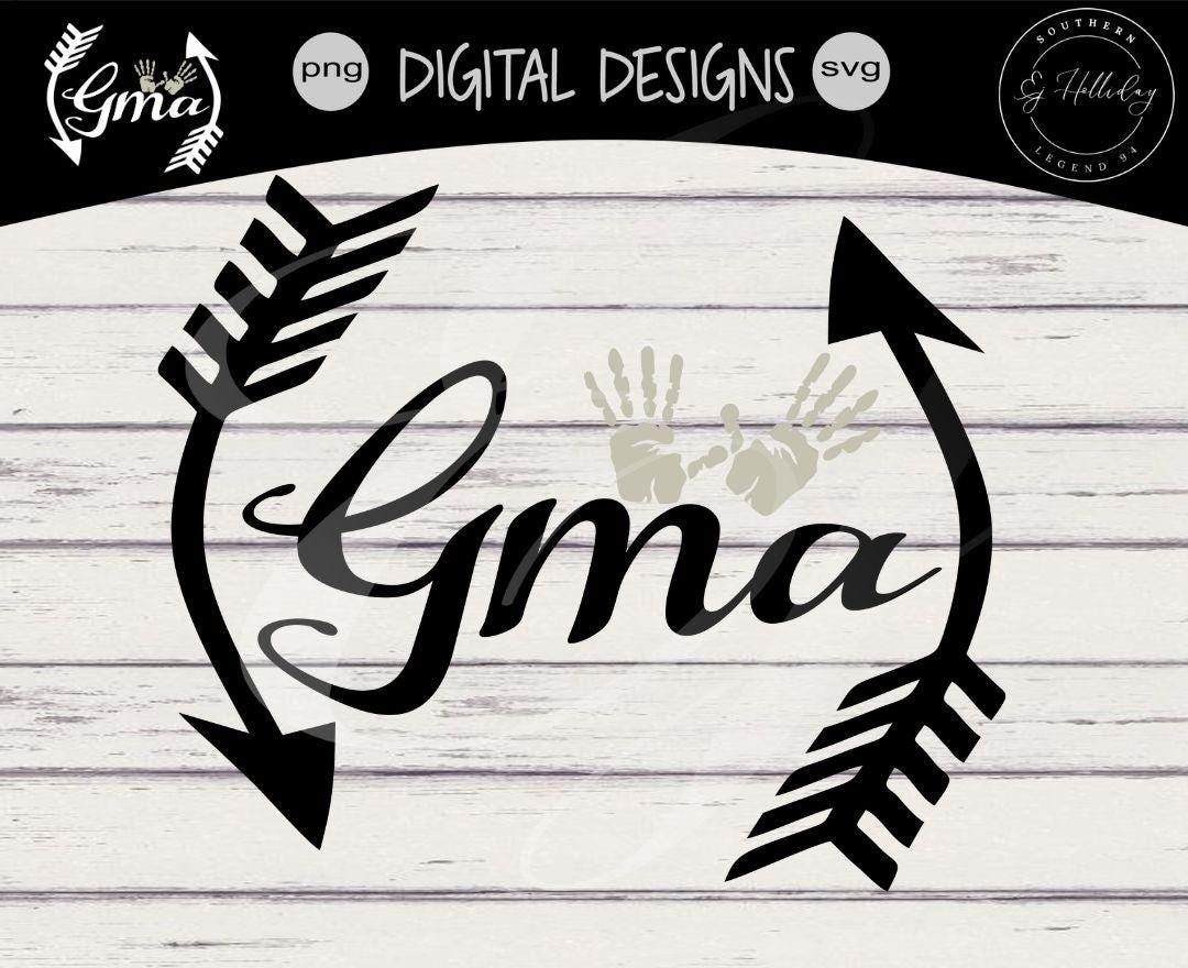 Gma Monogram With Arrows and Kid Hands Instant Digital Download Svg Png ...