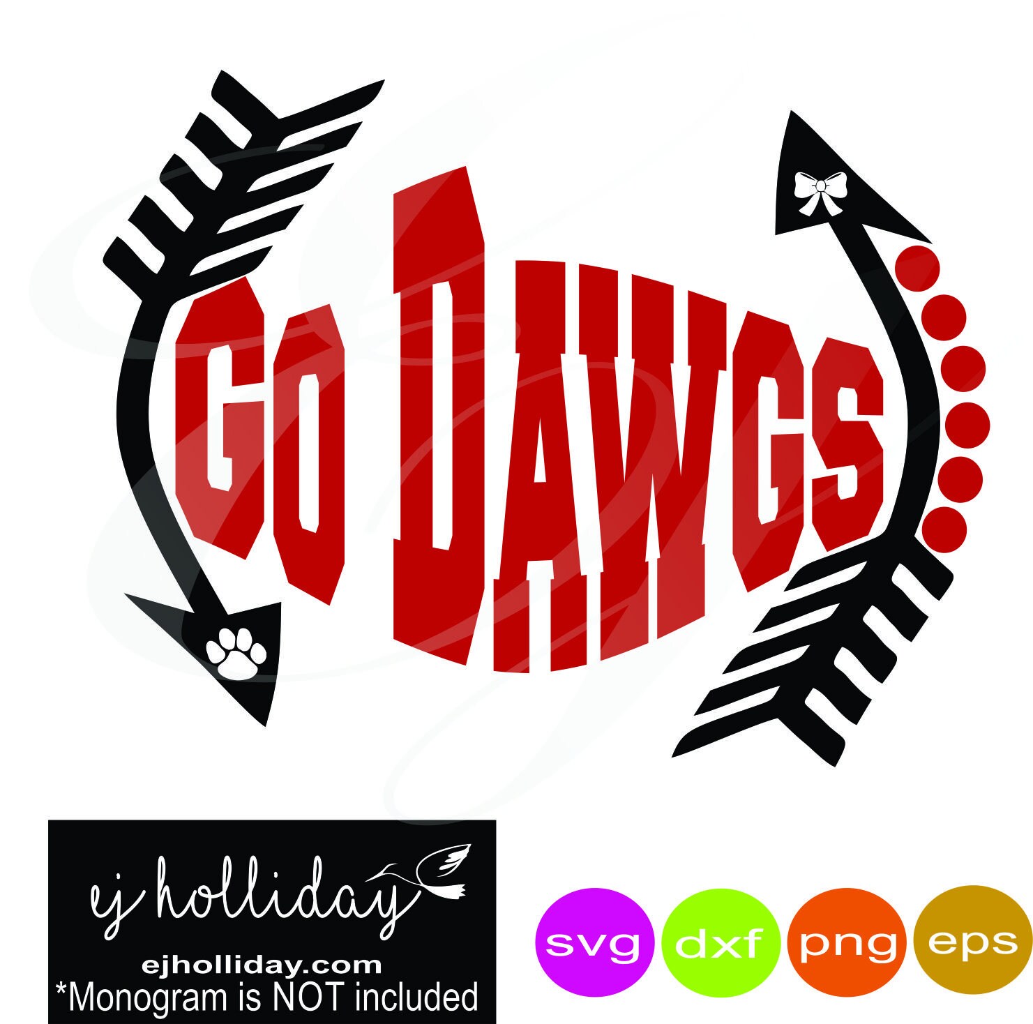 Go Dawgs Monogram Arrow Frame Svg Dxf Eps Png Arrows Digital | Etsy
