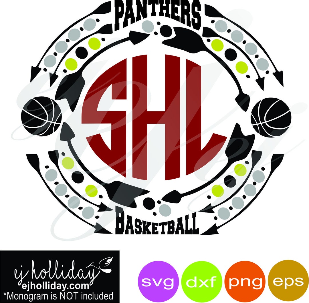 Panthers Basketball Monogram Frame Svg Dxf Eps Png Digital Cutting ...