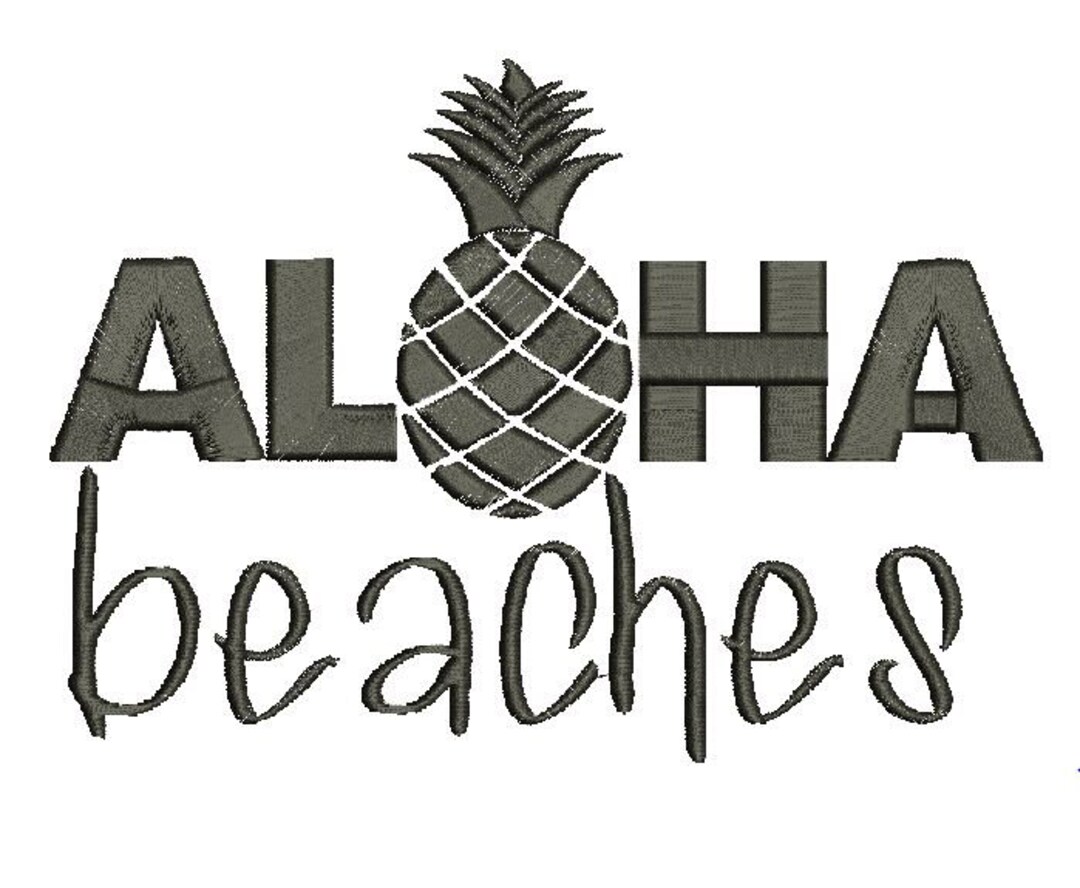 Aloha Beaches Pineapple Satin Stitch Machine Embroidery Digital Design ...