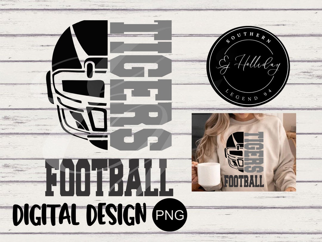 Tigers Football Helmet Split Design Team Mascot Highschool Spirit Png ...