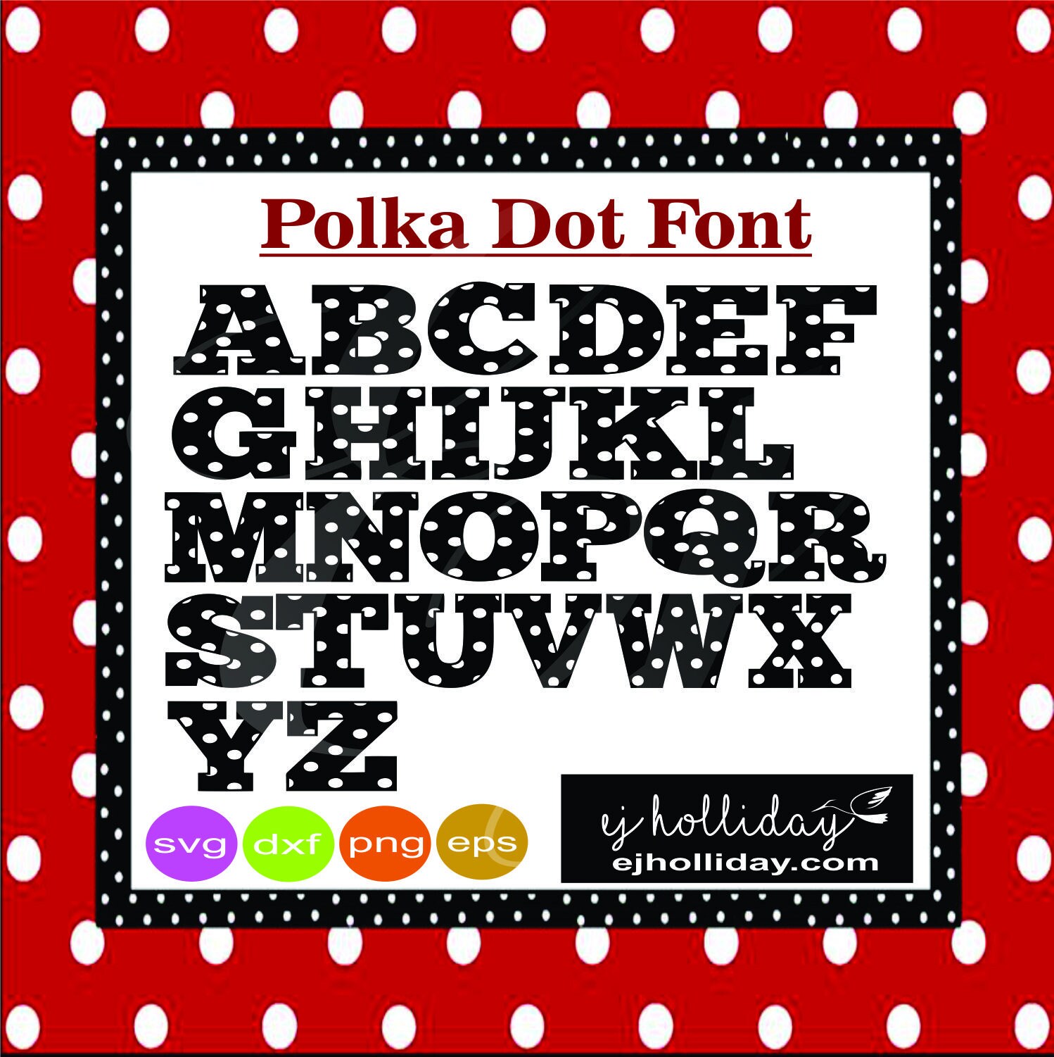 Polka Dot Font Svg Dxf Eps Png Digital Cutting File Alphabet | Etsy