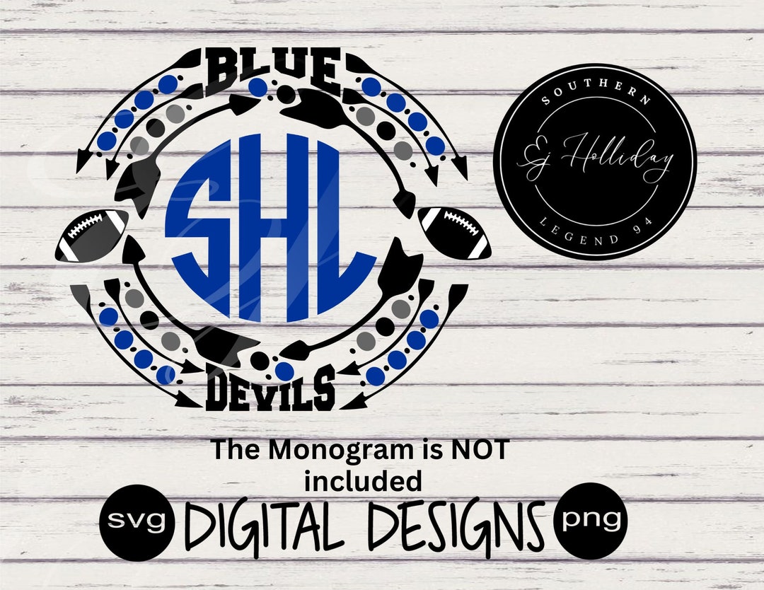 Blue Devils Football Monogram Dc Svg Dxf Eps Png Digital Cutting Design ...