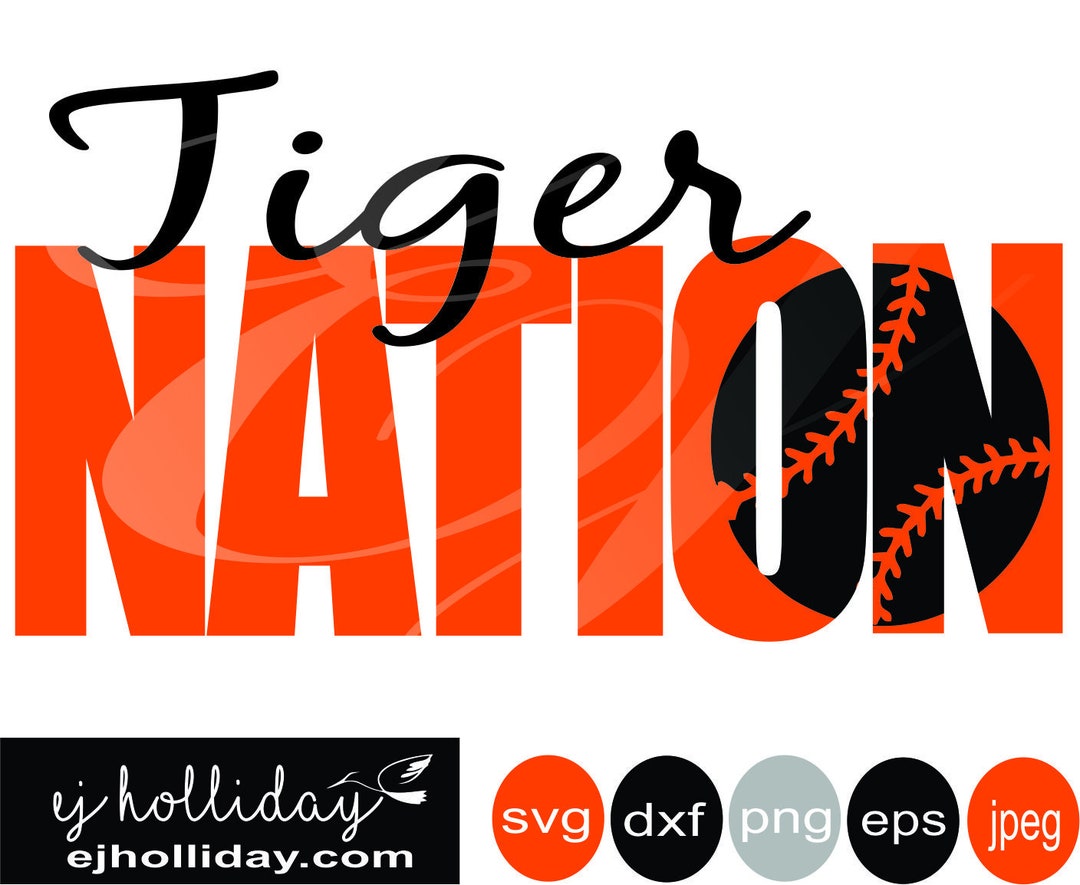 Tiger Nation Baseball Knockout 19 Svg Eps Dxf Png Jpeg Digital Cutting ...
