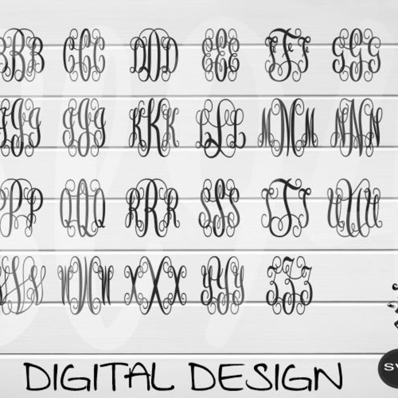 Vine Monogram Svg - Etsy