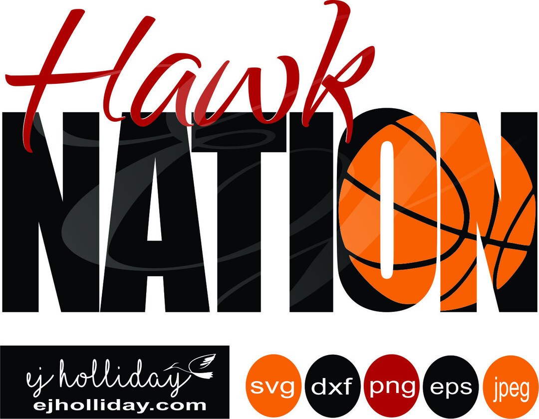 Hawk Nation Basketball Knockout Svg Eps Dxf Png Jpeg Jpg Digital ...