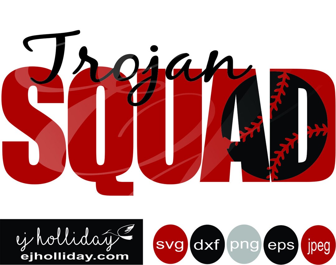 Trojan Squad Baseball Knockout 19 Svg Eps Dxf Png Jpeg Digital Cutting ...