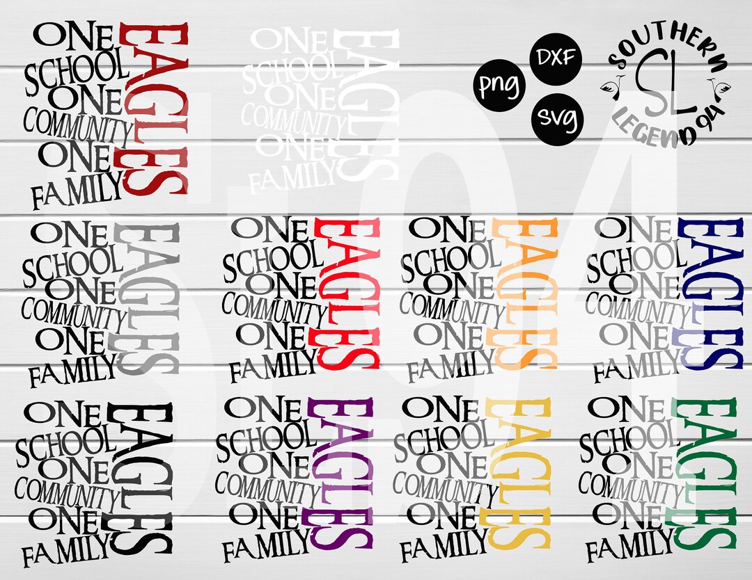 Eagles One School One Community One Family 10 Set Bundle Svg Png Dxf ...