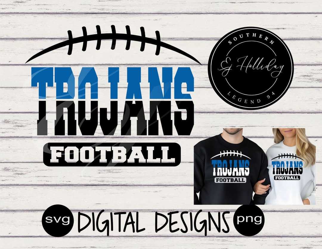 Trojans Football Split Design Team Mascot Highschool Sports Digital ...