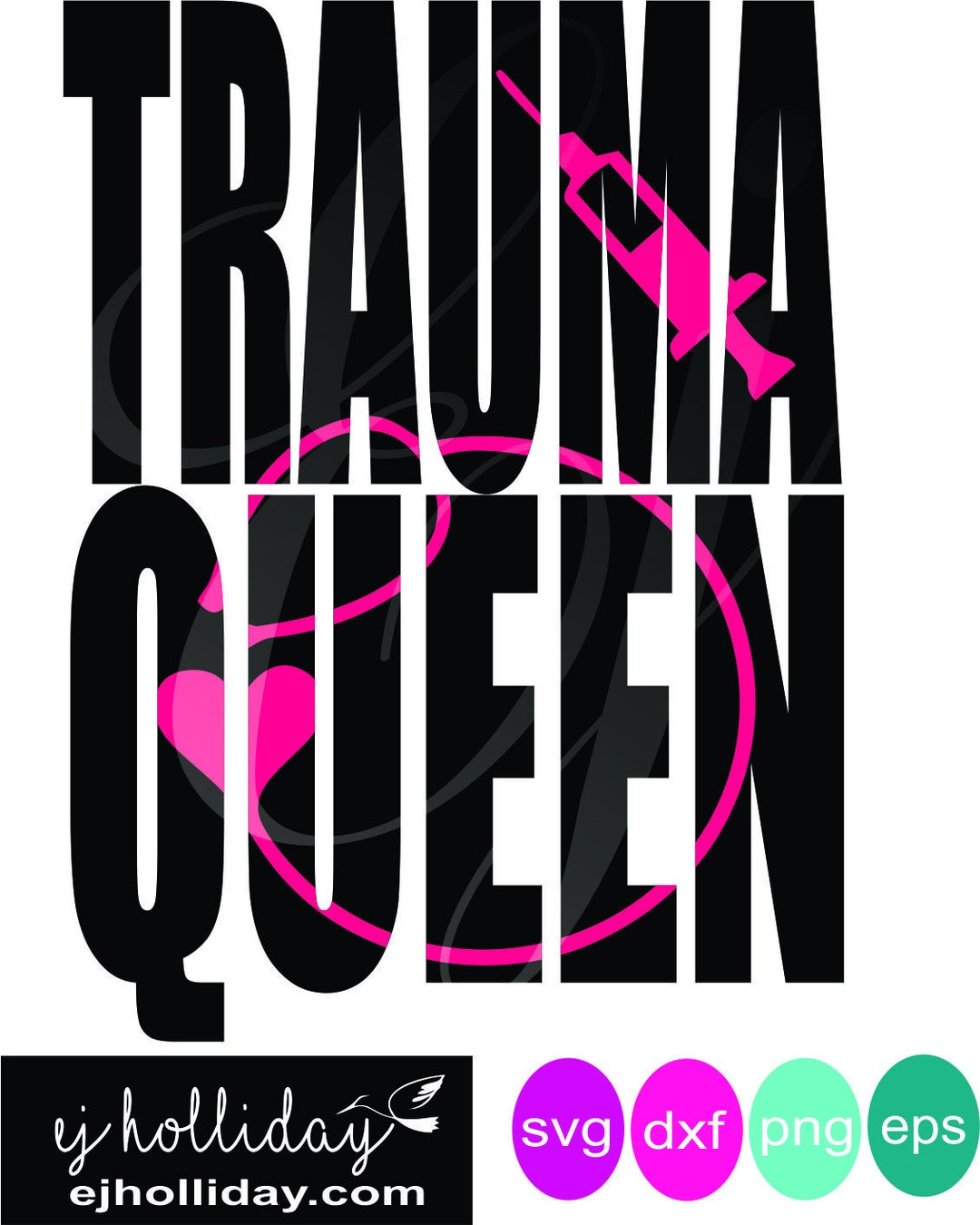 Trauma Queen Knockout Svg Dxf Eps Png- Digital Cutting Design Vector ...