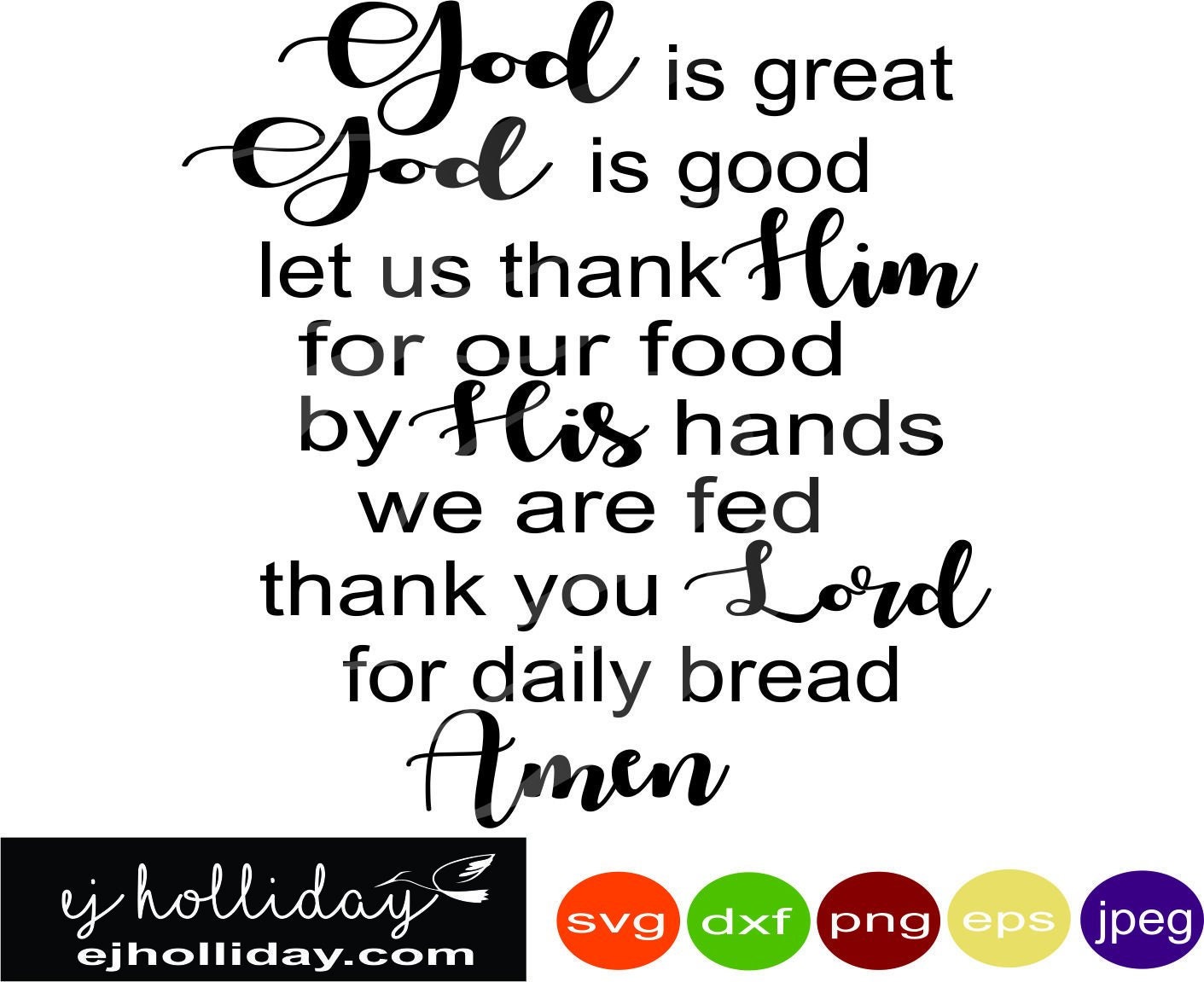 God is Great God is Good let us thank Him for our food thank | Etsy