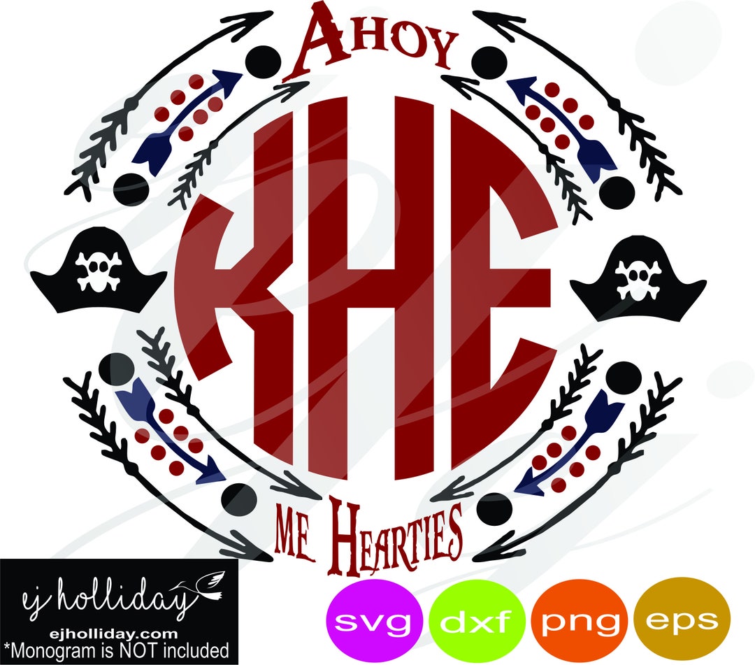 Ahoy Me Hearties Svg Eps Dxf Png Digital Cutting Design - Etsy