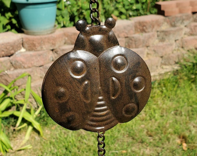 Bronze Finished Lady Bugs Wrought Iron Wind Chime With Bell, for the ...