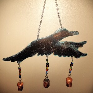 Landing Duck Windchime: Recycled Metal With Rainbow Glass Beads and 3 ...