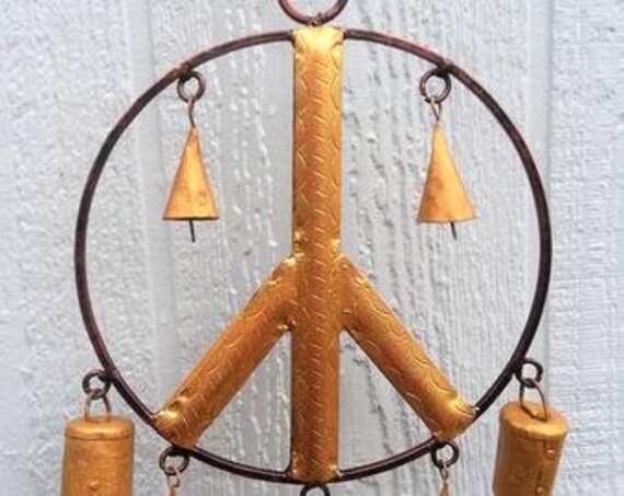 Peace Symbol Wind Chime Wrought Iron Reclaimed Bells - Etsy