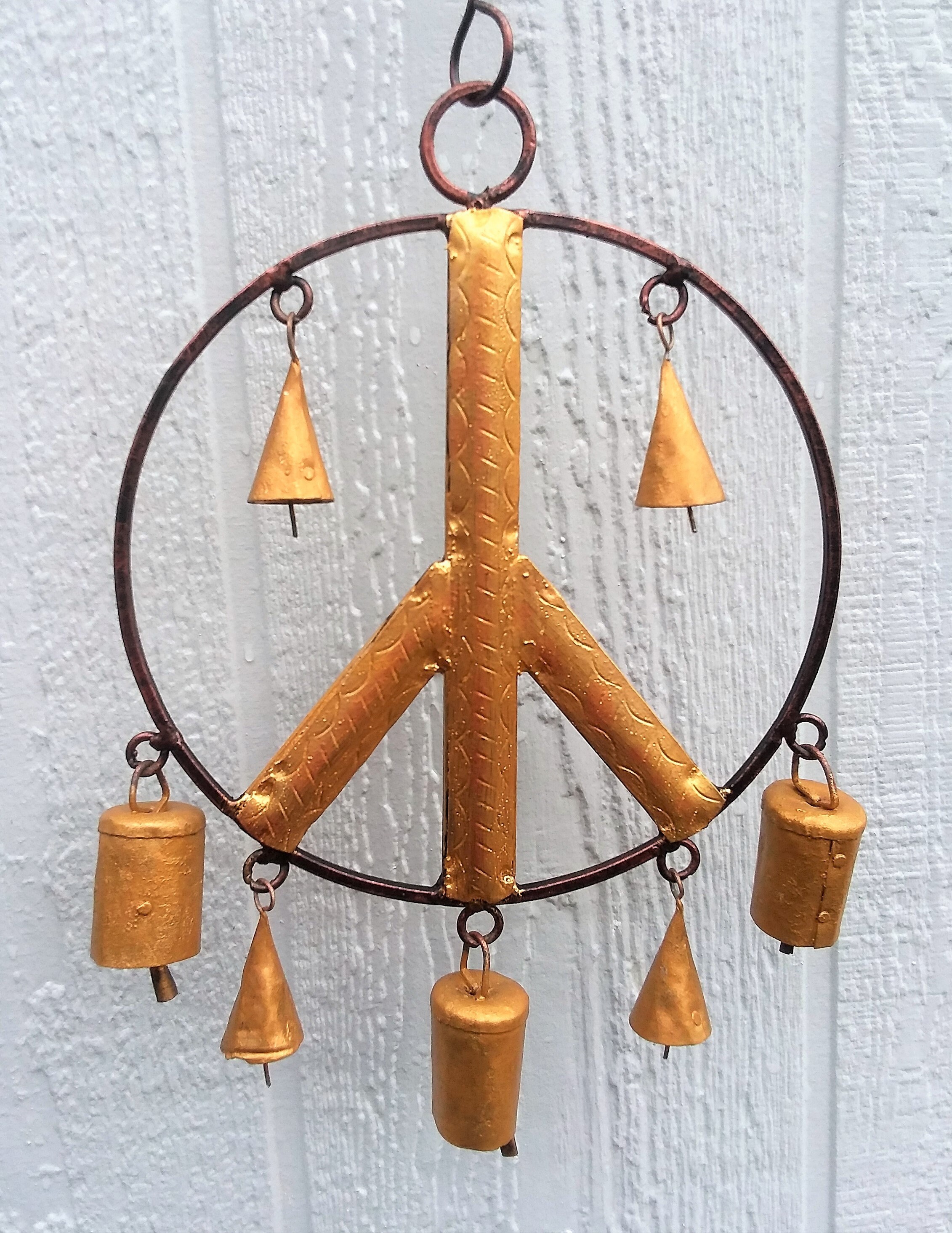 Peace Symbol Wind Chime Wrought Iron Reclaimed Bells - Etsy