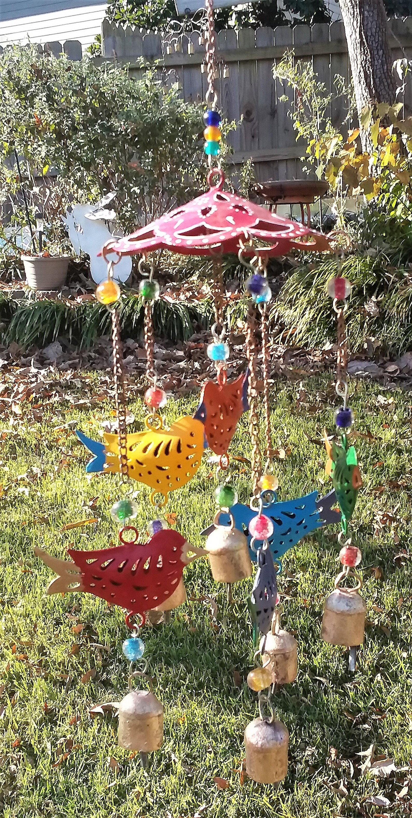 Carousel of Colorful Birds Wind Chime Wrought Iron Hand - Etsy