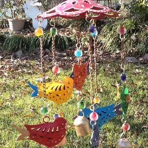 Carousel of Colorful Birds Wind Chime Wrought Iron Hand - Etsy