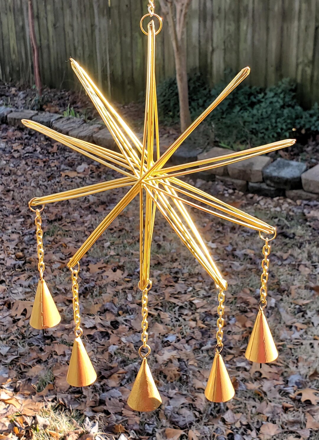 Geometric Star Wind Chime With 5 Reclaimed Bells, for the Garden Lover ...