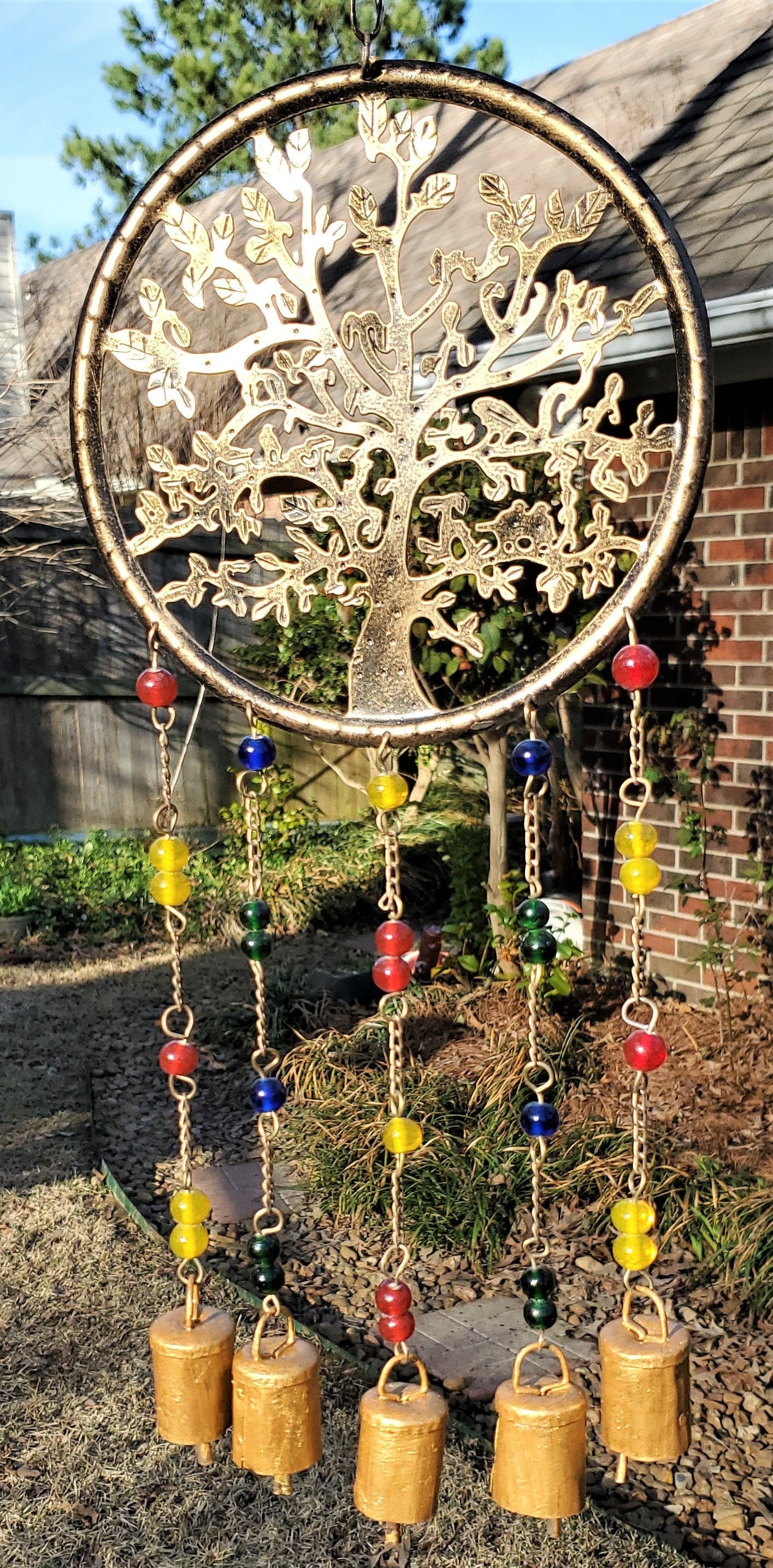 Tree of Life Wind Chime Metal Wind Chime With Rainbow Glass - Etsy ...