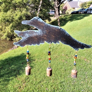 Landing Duck Windchime: Recycled Metal With Rainbow Glass Beads and 3 ...