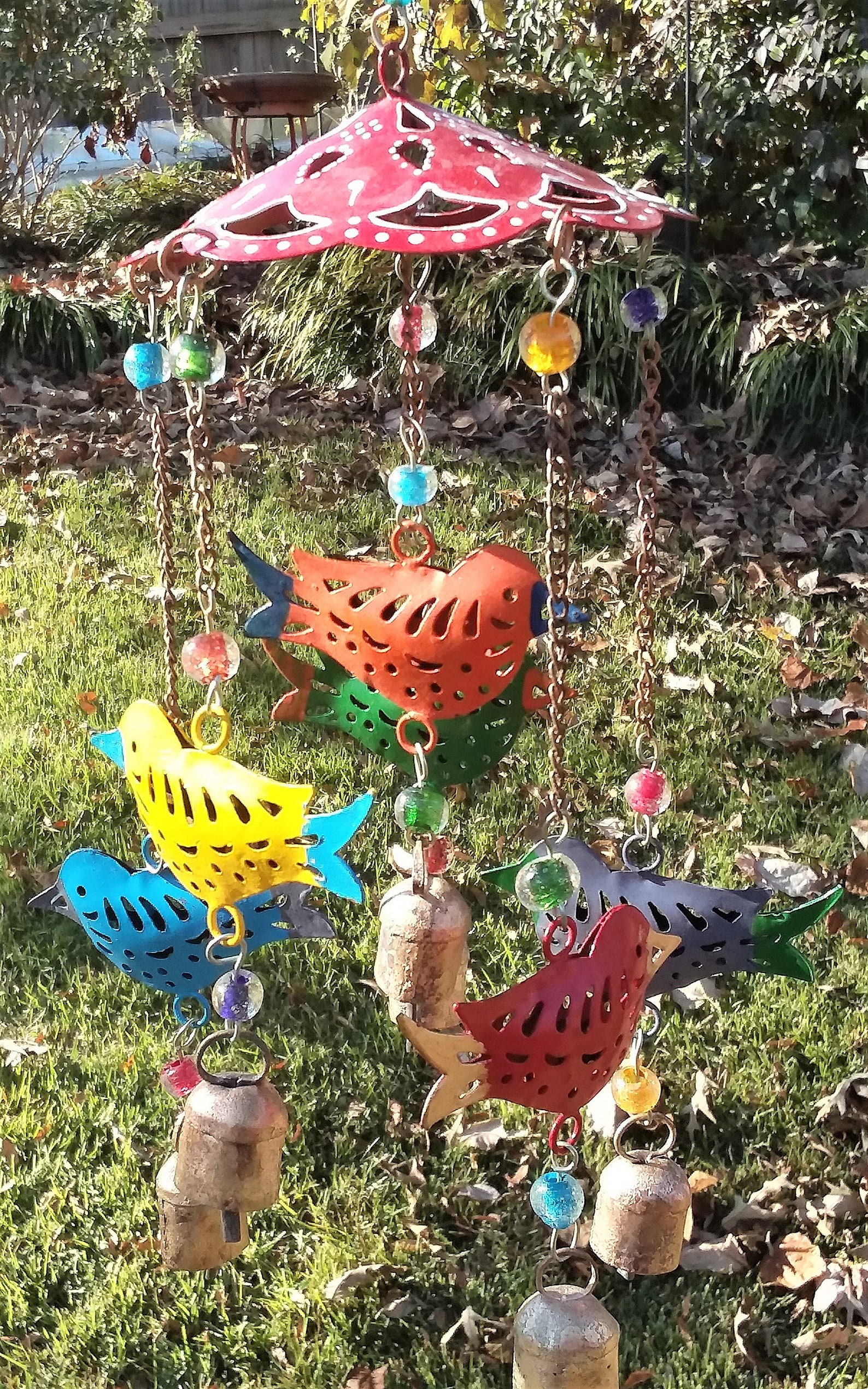 Carousel of Colorful Birds Wind Chime Wrought Iron Hand - Etsy