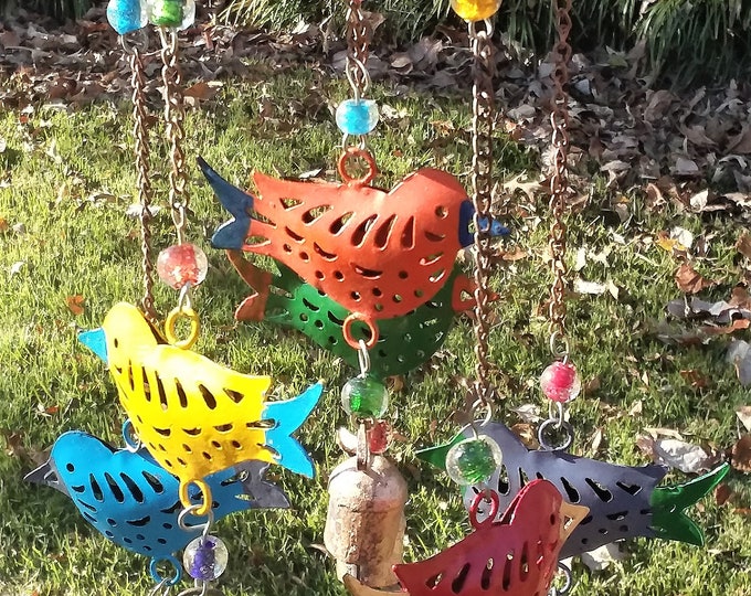 Carousel of Colorful Birds Wind Chime Wrought Iron Hand - Etsy